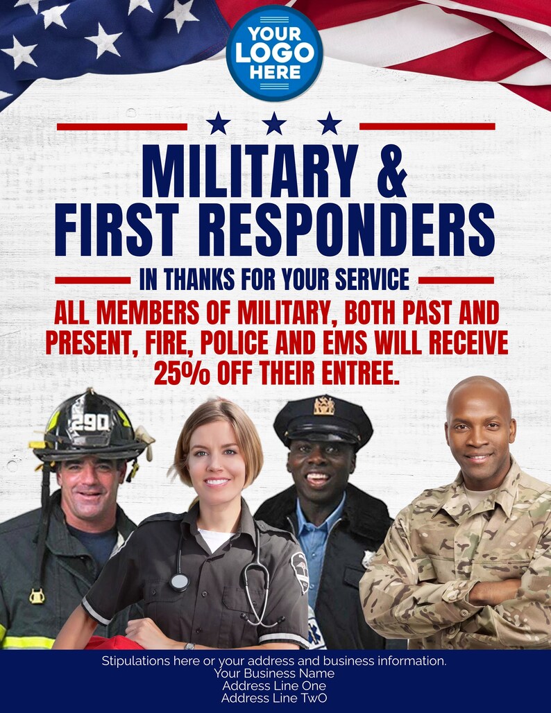 8.5 X 11 Military & First Responders Discount Flyer - Etsy