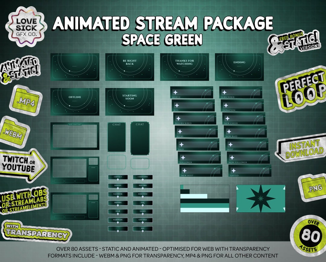 Space / Celestial Themed Streaming Overlay Package, Dark Theme ...