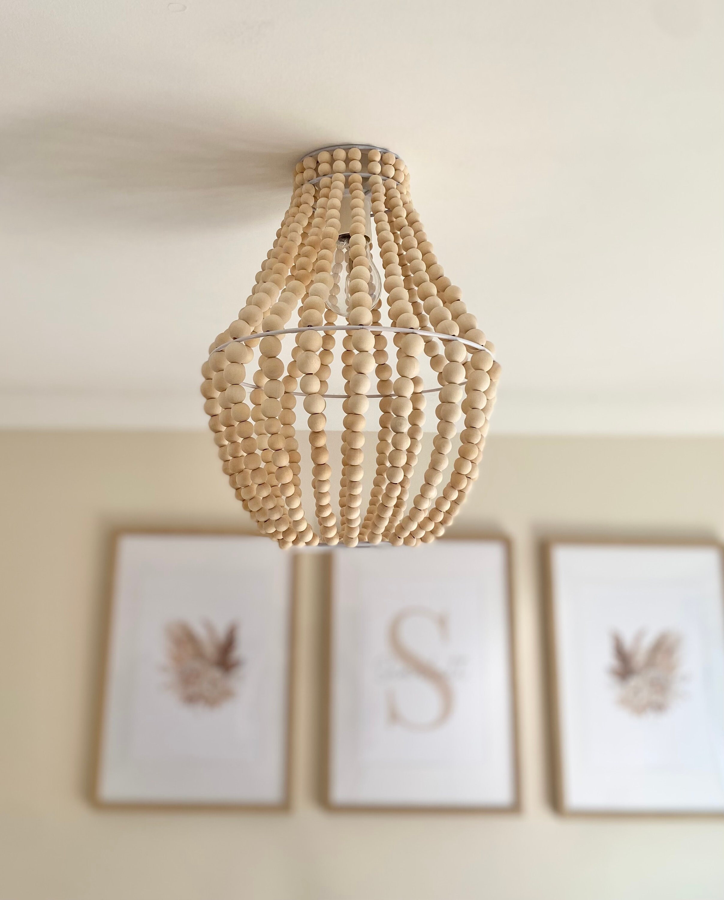 Wood Beaded Light Shade - Teardrop - Etsy