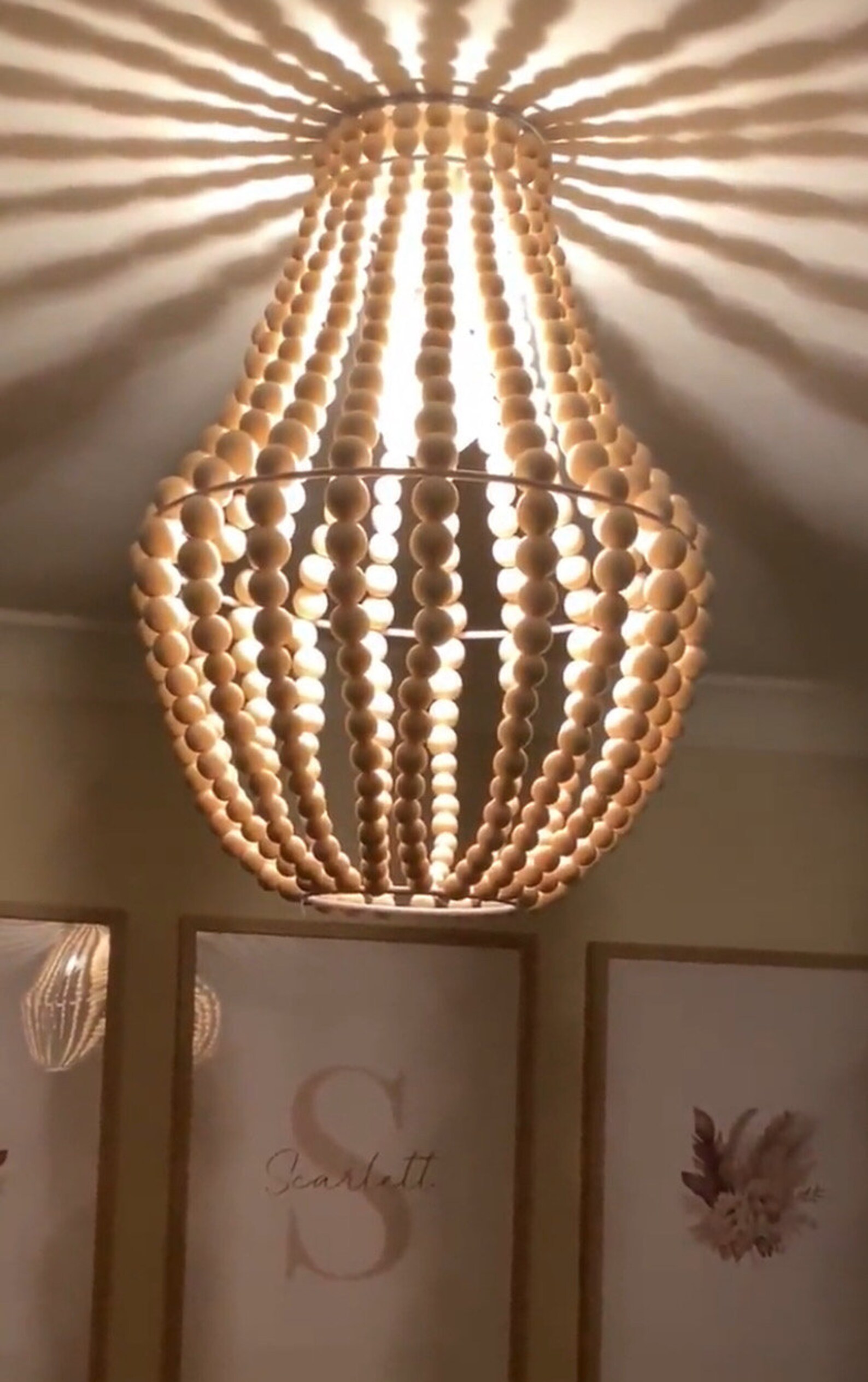 Wood Beaded Light Shade - Teardrop - Etsy