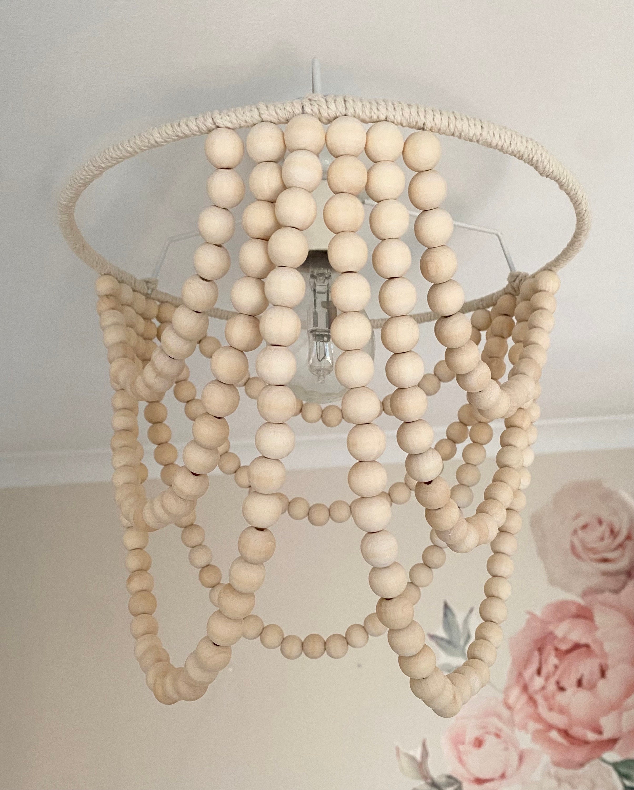 Elegant Wood Beaded Light Shade - Etsy