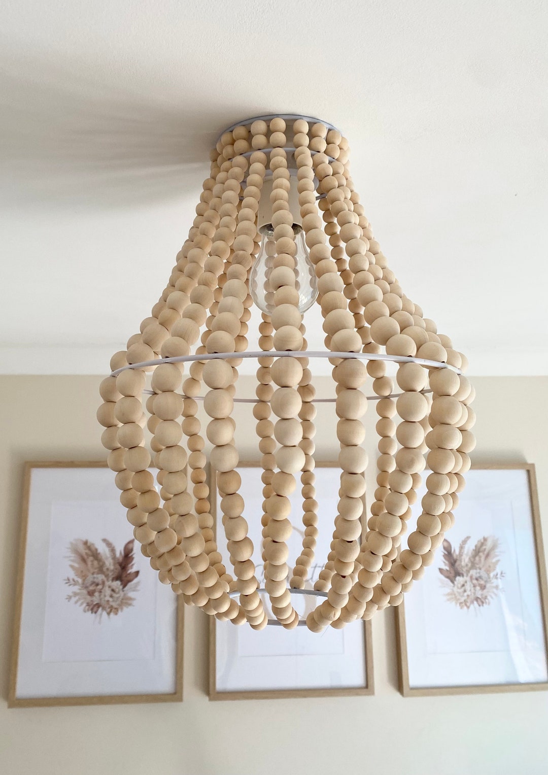 Wood Beaded Light Shade - Teardrop - Etsy
