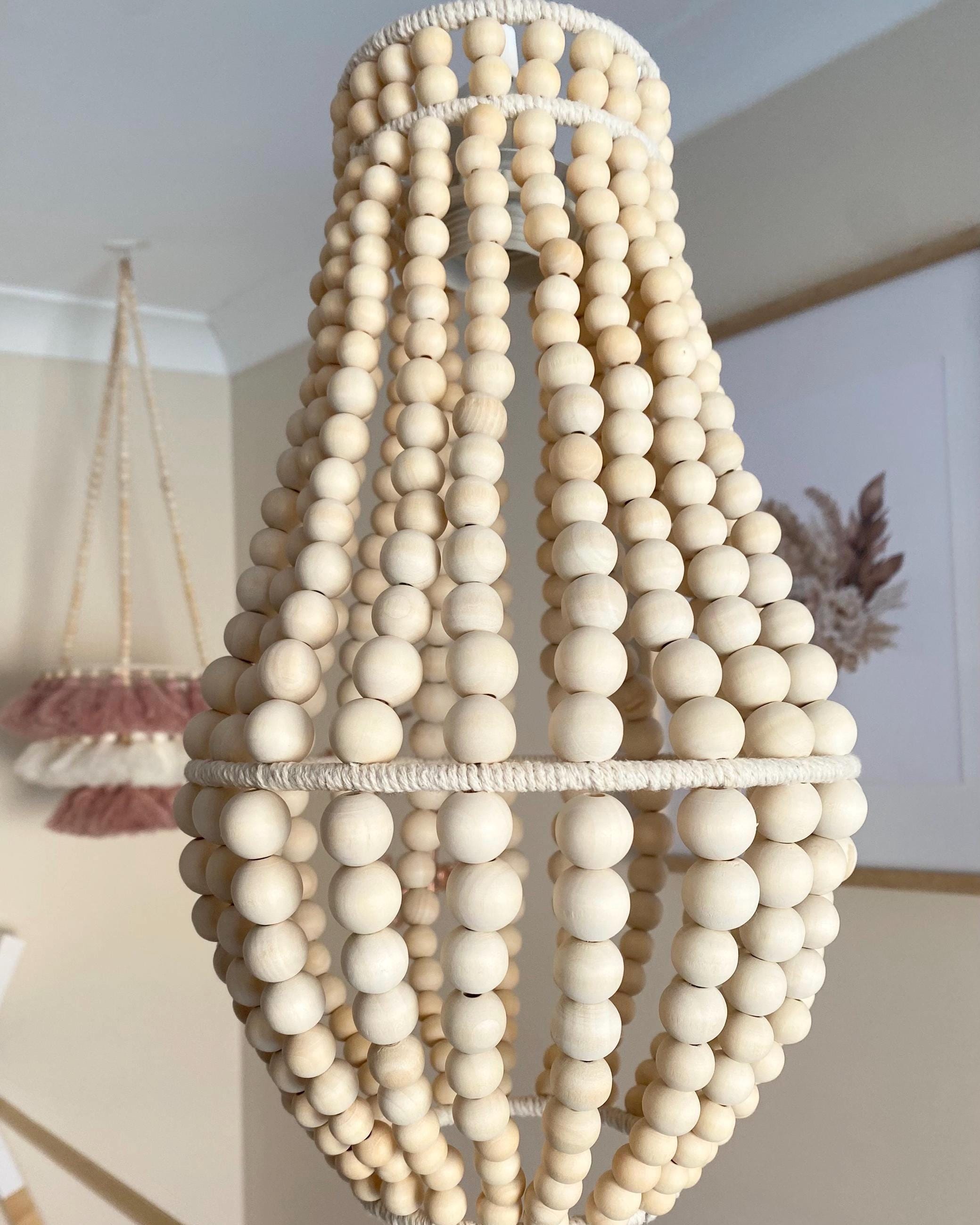 Wood Beaded Light Shade - Teardrop - Etsy