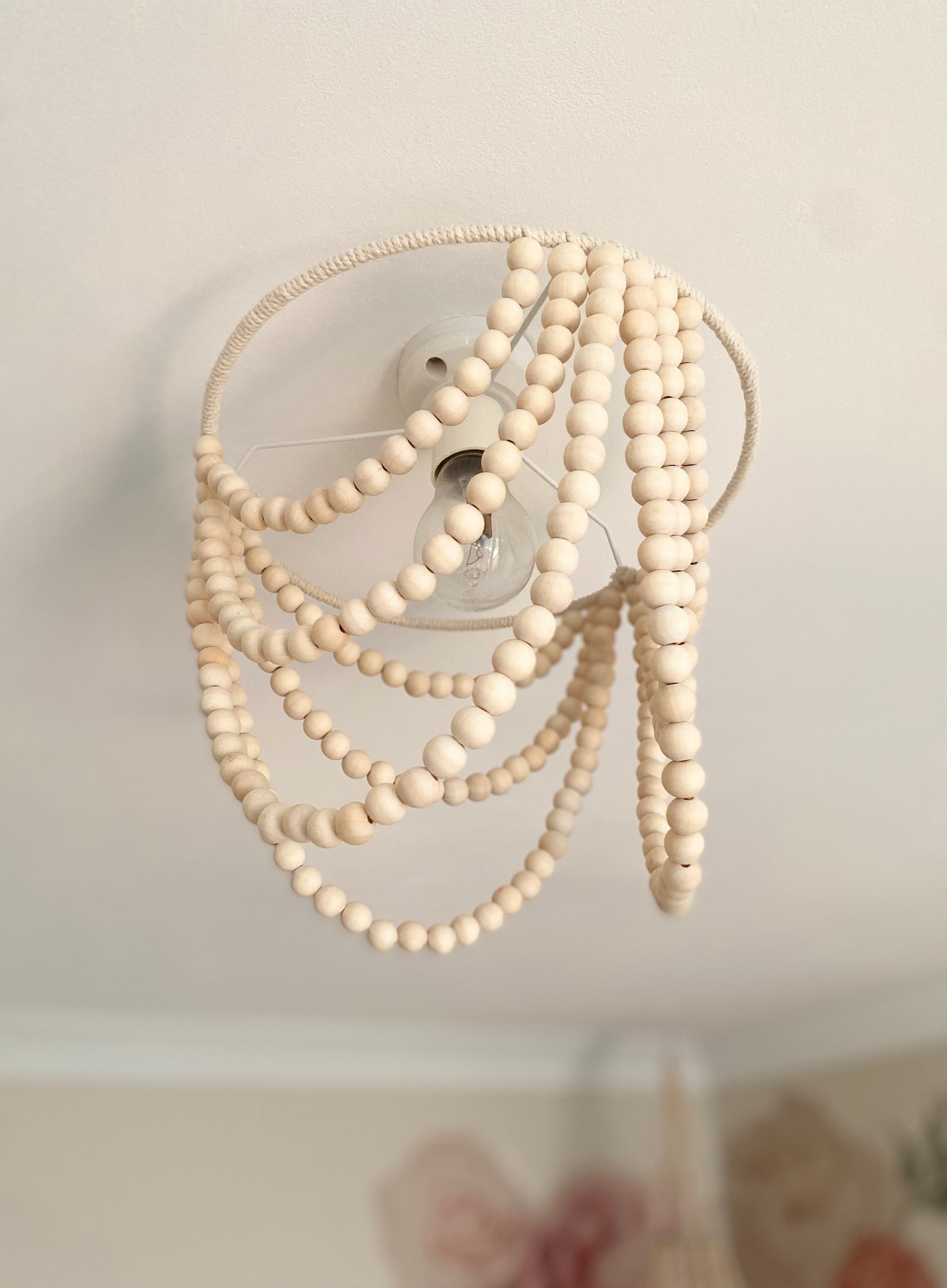 Elegant Wood Beaded Light Shade - Etsy