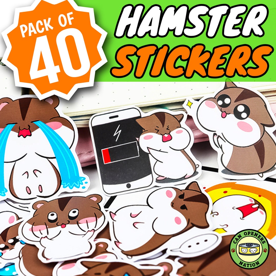 40PCS Cute HAMSTER Stickers, Kawaii Cartoon Meme Guinea Pig Die Cut ...