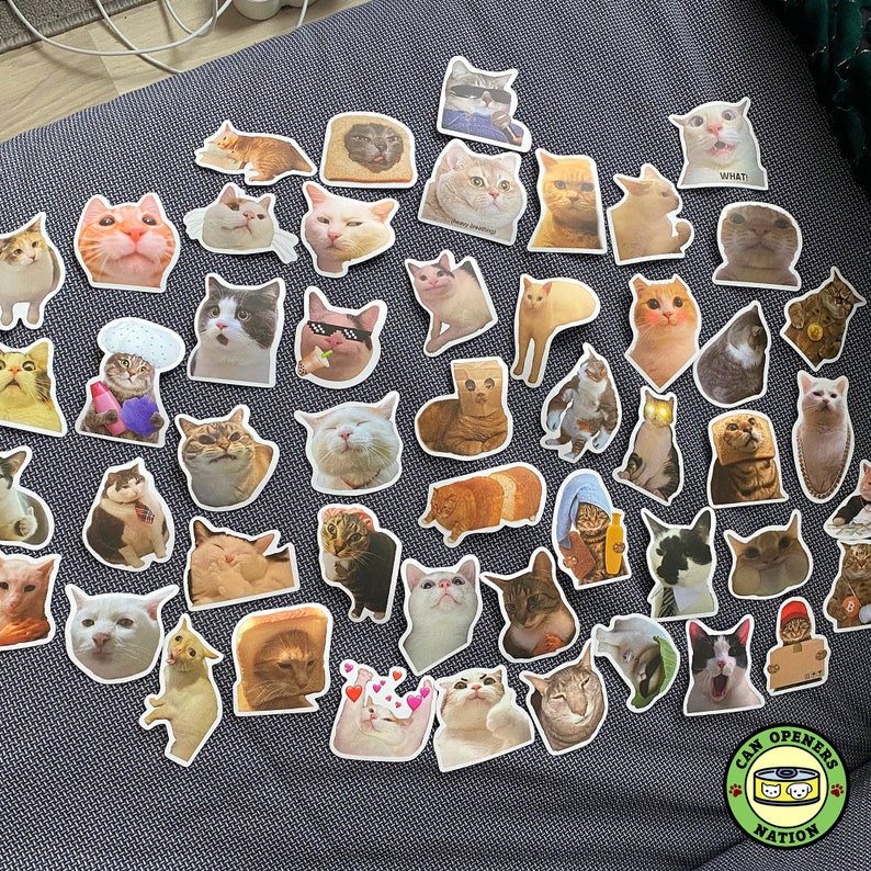50PCS Cute Cat Stickers Cat Meme Vinyl Waterproof Funny - Etsy
