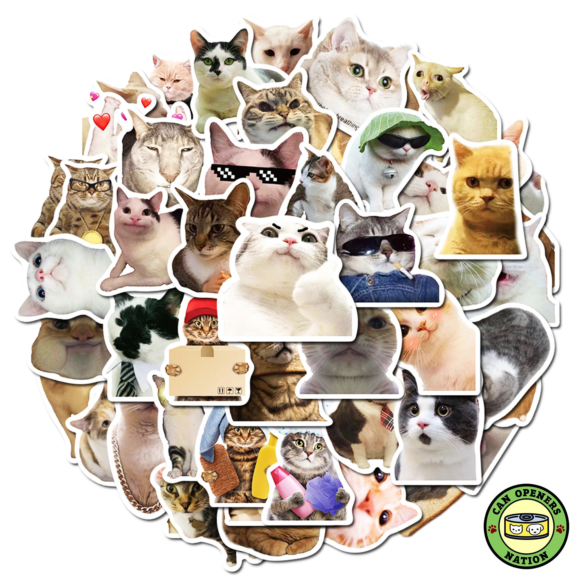 50PCS Cute Cat Stickers Cat Meme Vinyl Waterproof Funny - Etsy