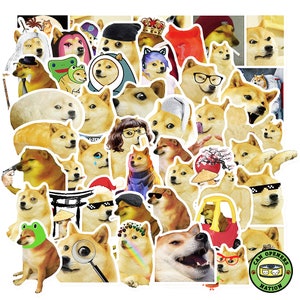 50PCS DOGE Stickers, Cute Dog Meme Vinyl Waterproof Funny Decals, Puppy ...