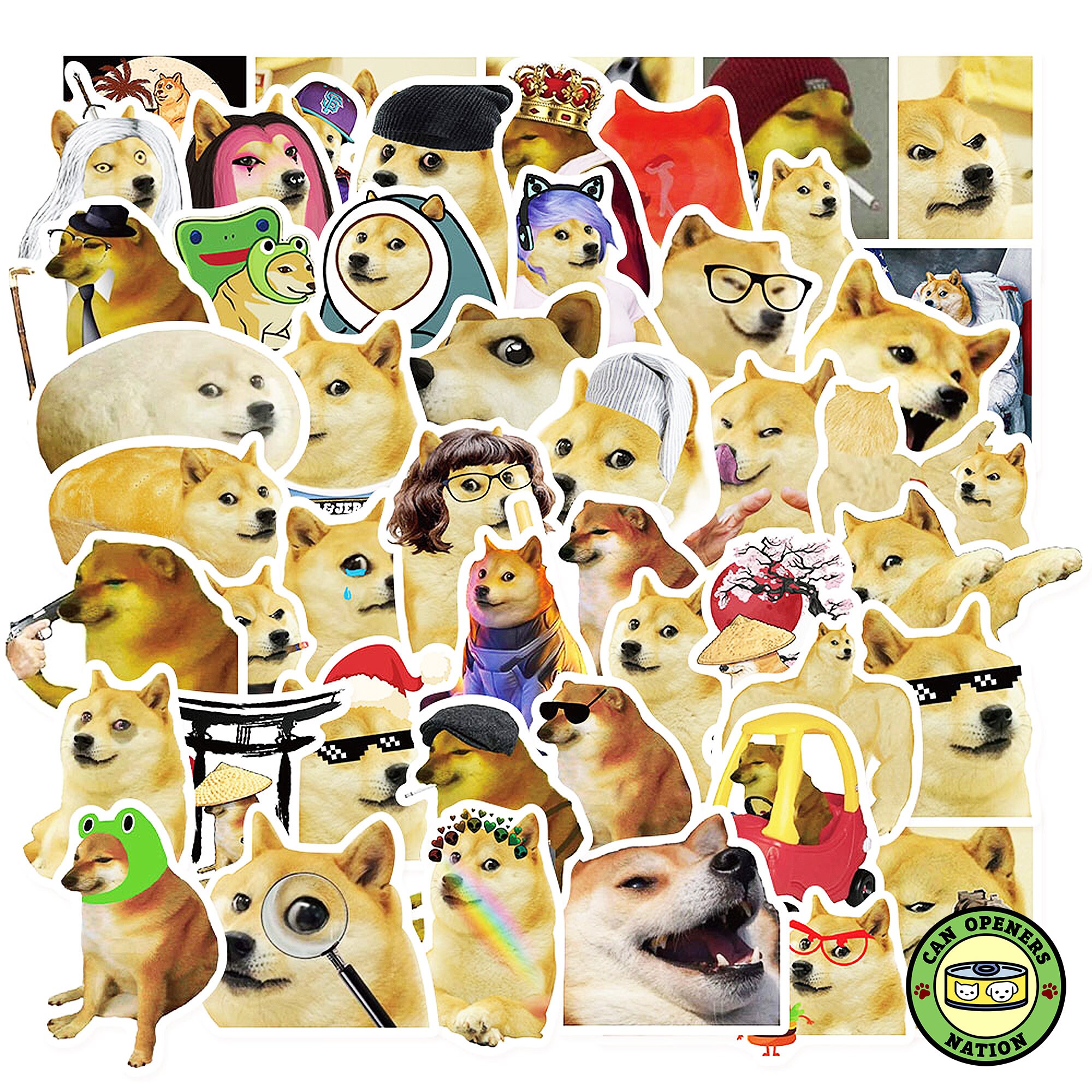 50PCS DOGE Stickers, Cute Dog Meme Vinyl Waterproof Funny Decals, Puppy ...