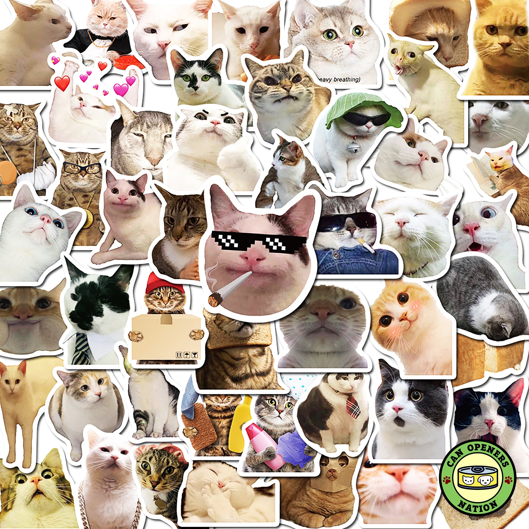 50PCS Cute Cat Stickers Cat Meme Vinyl Waterproof Funny - Etsy