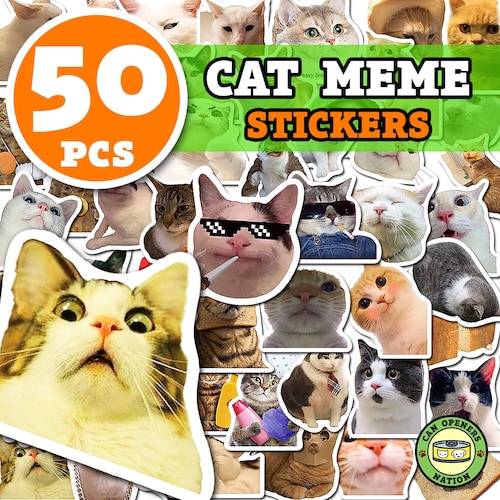50PCS Cute Cat Stickers Cat Meme Vinyl Waterproof Funny - Etsy
