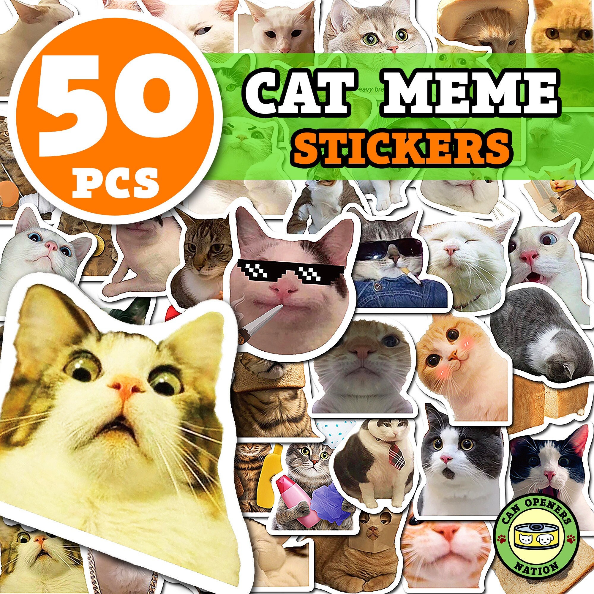 50PCS Cute Cat Stickers Cat Meme Vinyl Waterproof Funny - Etsy