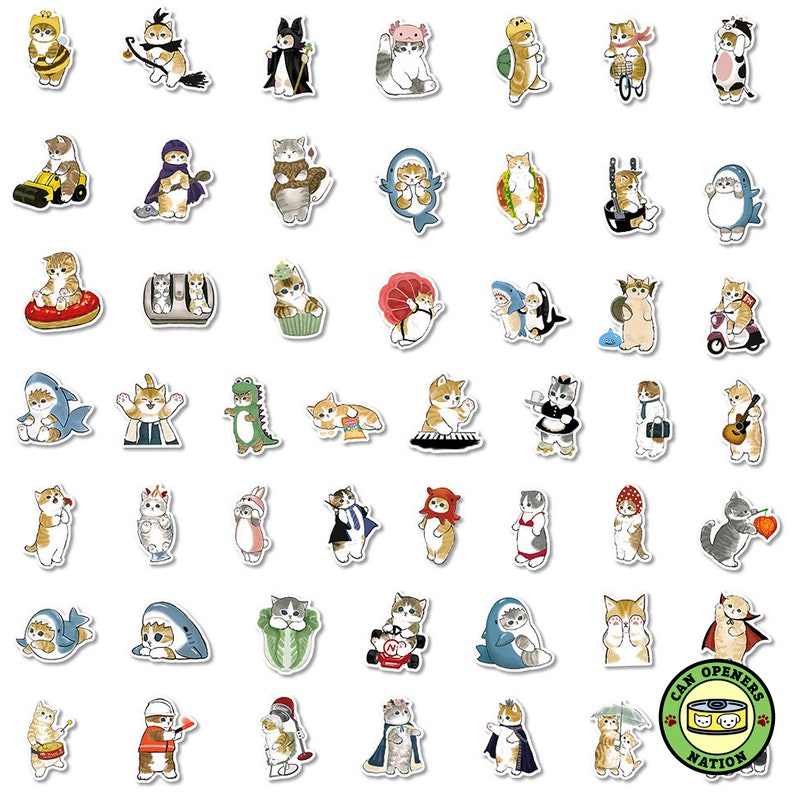 100 Cute Kawaii Cat Stickers Mega Pack, Maxi Bundle Hand Painted Vinyl ...