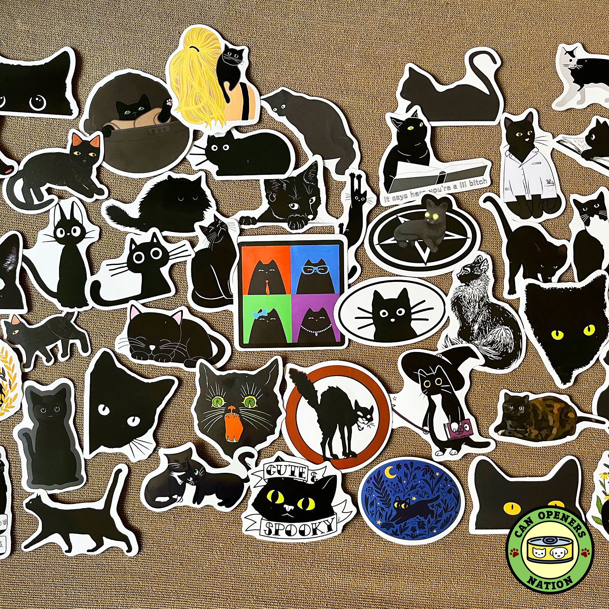 Black Cat Meme Stickers Pack, Dark Panther Shadow Kitty Decals Bundle ...