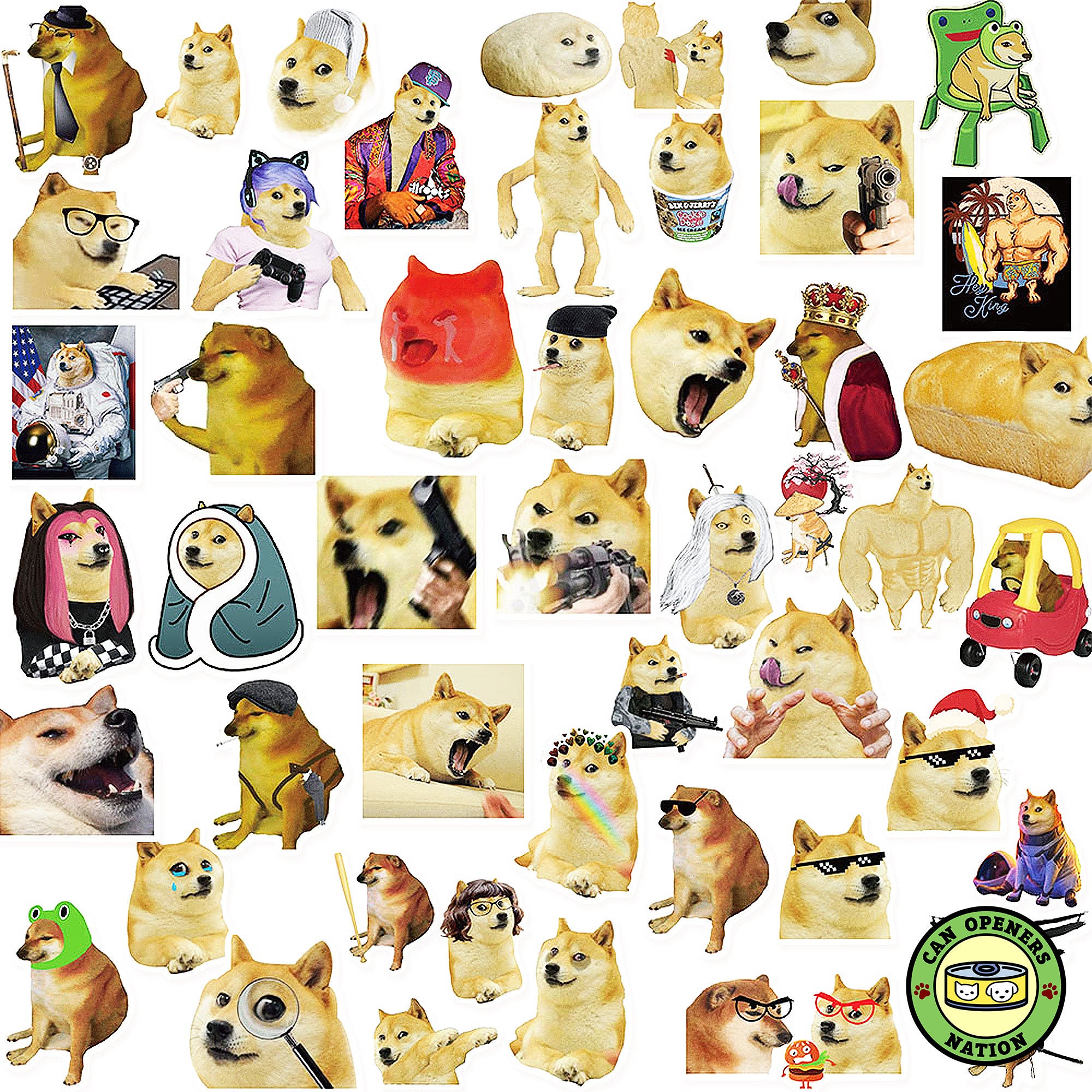 50PCS DOGE Stickers, Cute Dog Meme Vinyl Waterproof Funny Decals, Puppy ...