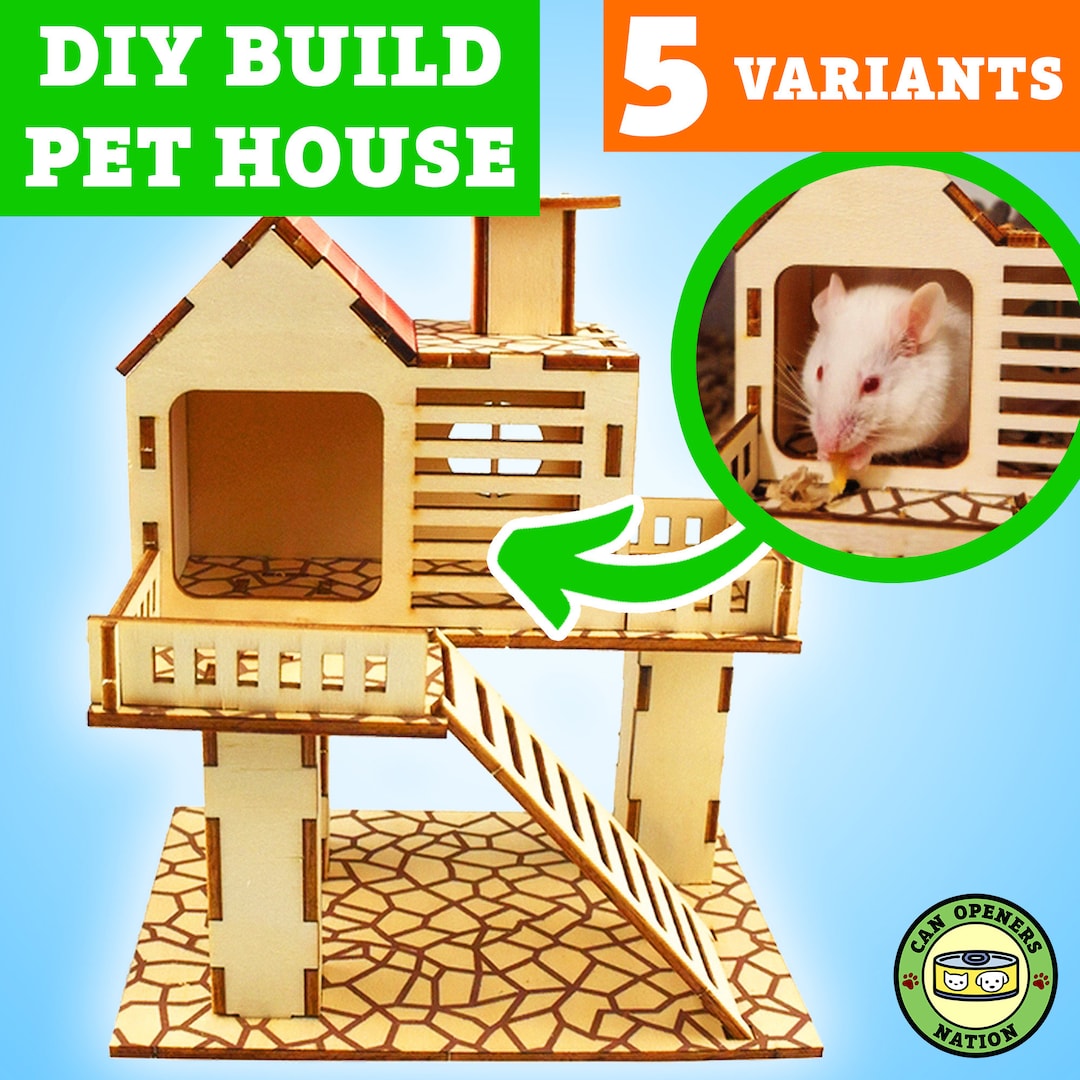 Dwarf Hamster, Mouse, Gerbil DIY Wooden Villa House, Cozy Tiny Home for ...