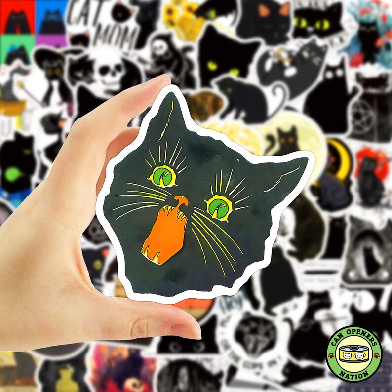 Black Cat Meme Stickers Pack, Dark Panther Shadow Kitty Decals Bundle ...