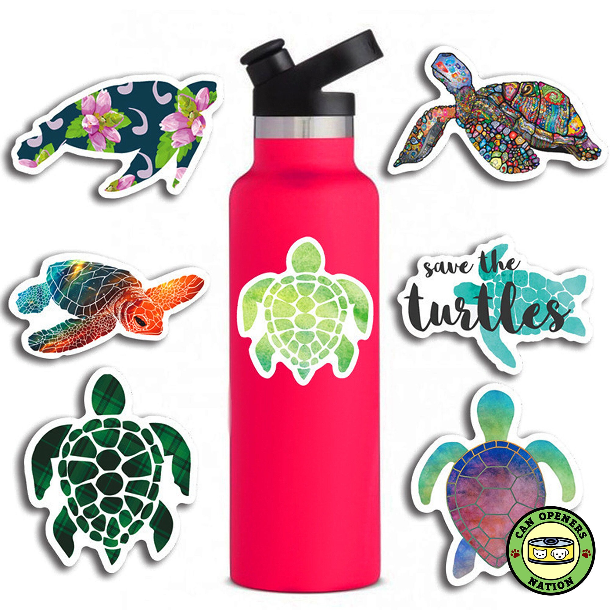 50 Cute TURTLE Stickers Pack, Kawaii Cartoon Style Vinyl Waterproof ...
