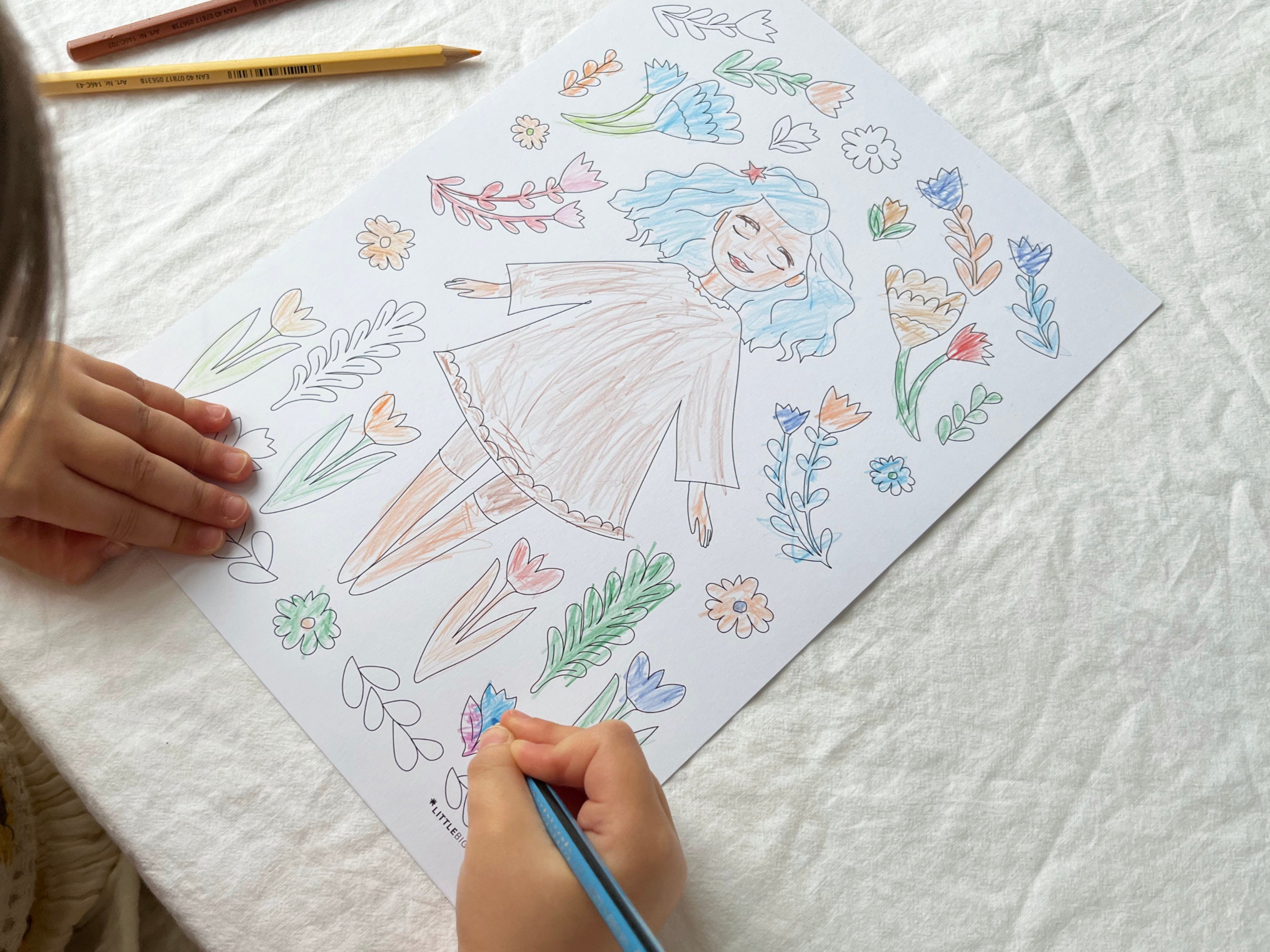 2 Illustrated Coloring Pages for Children | Flower Girl Coloring Page ...