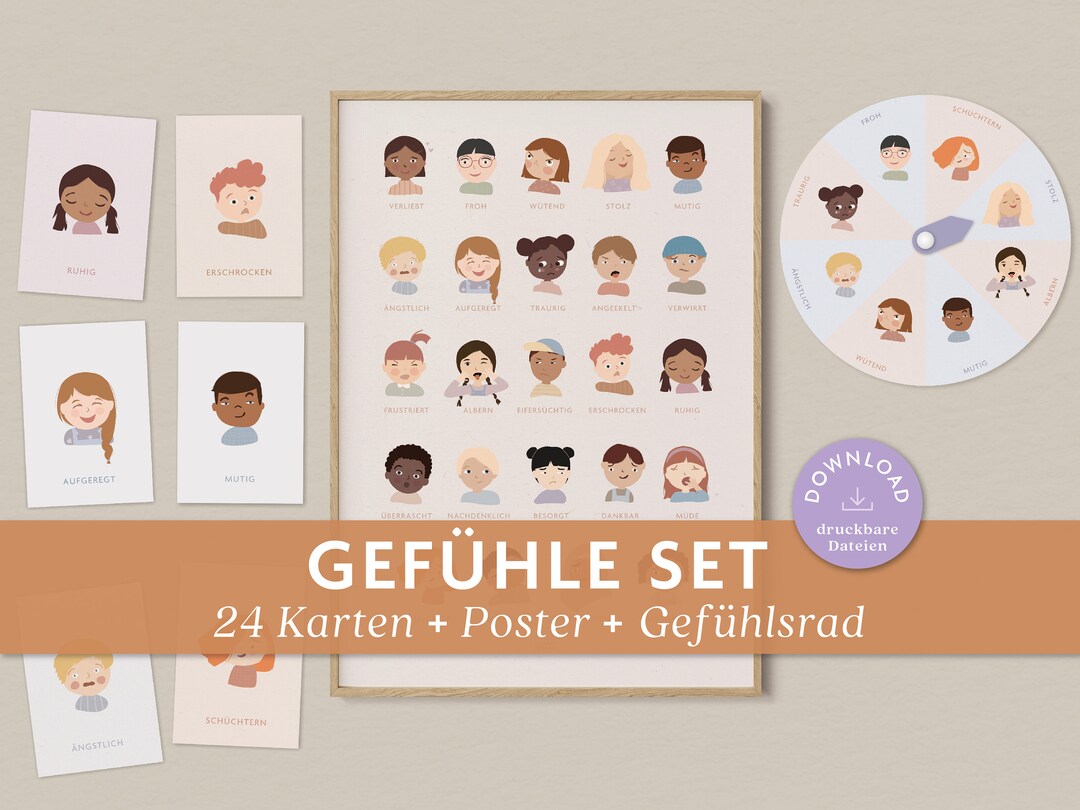 Feelings Set 24 Feeling Cards, Feeling Posters, Feeling Wheel for ...