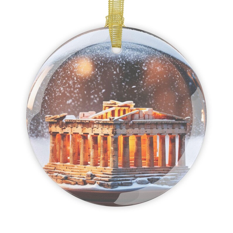 Glass Ornaments, Acropolis of Athens Snow Globe, Christmas Tree Decor ...