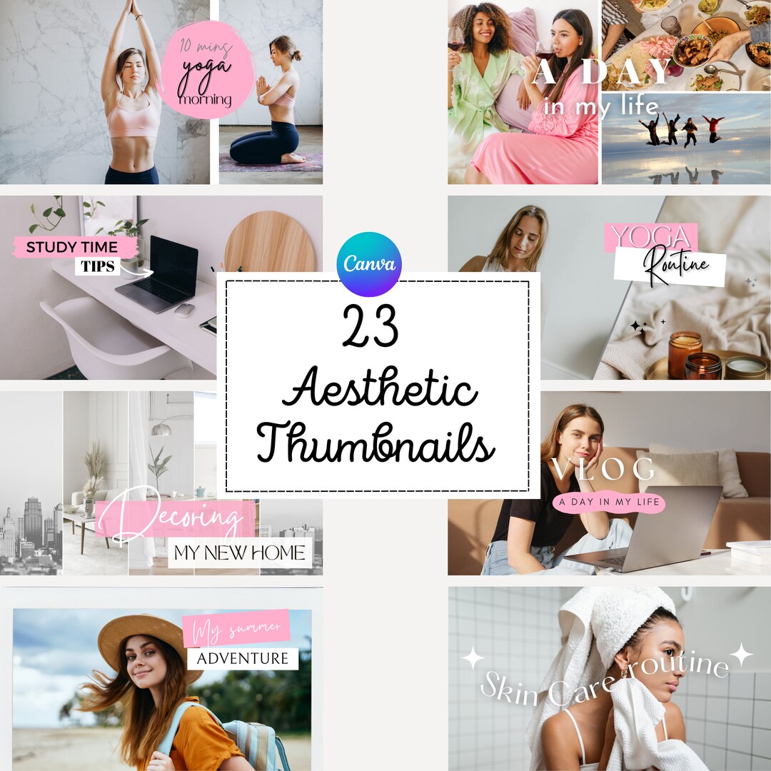 Pink Youtube Thumbnails Template, Editable Youtube Branding Kit ...