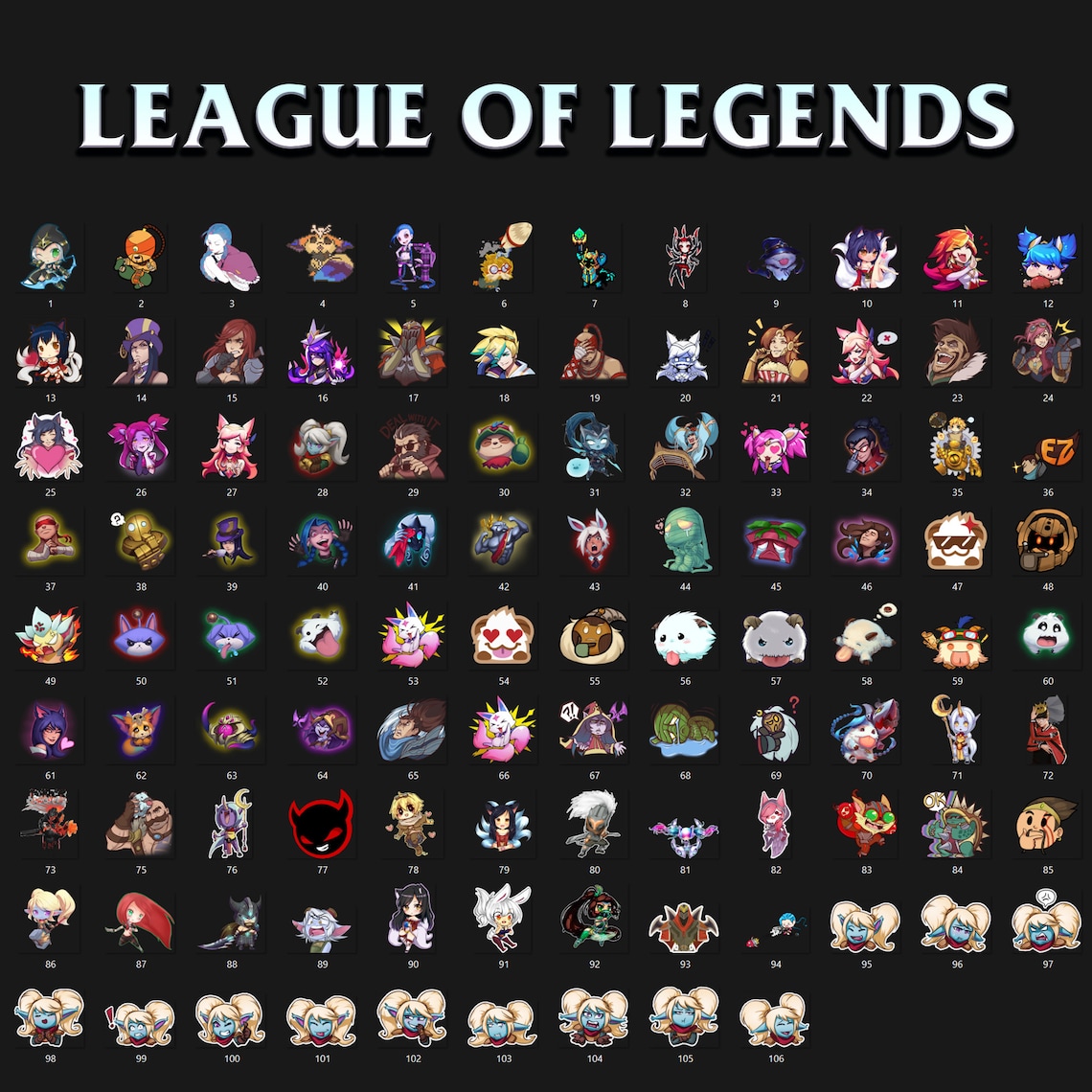 League of Legends EMOTE PNG BUNDLE | Printable 106 Png Pack | League of ...