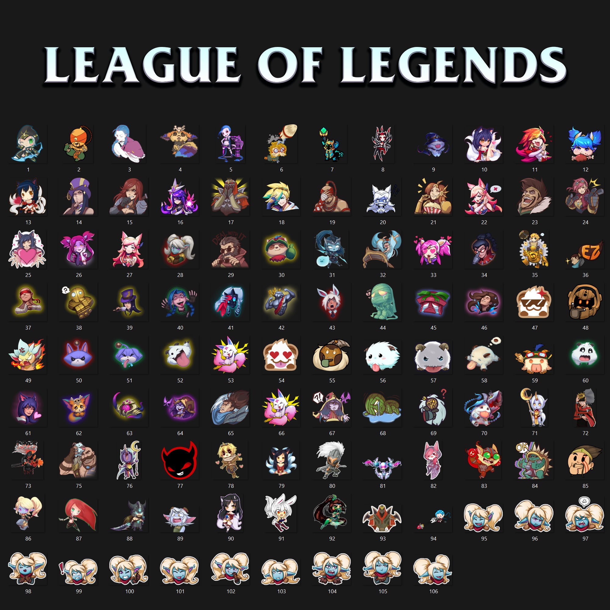 League of Legends EMOTE PNG BUNDLE | Printable 106 Png Pack | League of ...