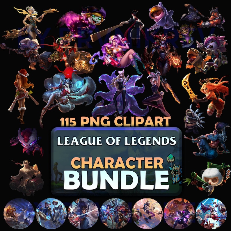 League of Legends Character PNG BUNDLE | Printable 106 Png Pack ...