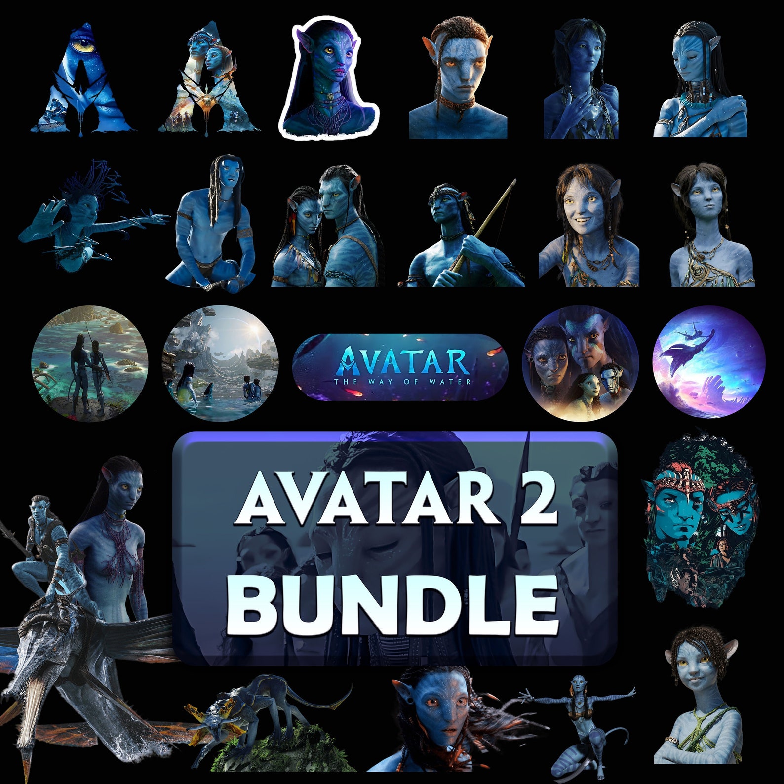 Avatar 2 PNG BUNDLE | Printable 36 PNG Pack | Avatar 2 the Way of Water ...