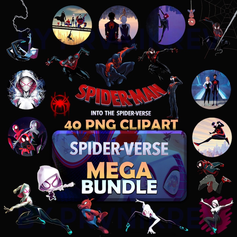 SPIDERVERSE 2 PNG BUNDLE | Printable 40 Png Pack | Spiderman Into the ...