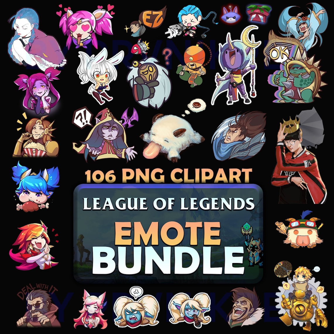 League of Legends EMOTE PNG BUNDLE | Printable 106 Png Pack | League of ...