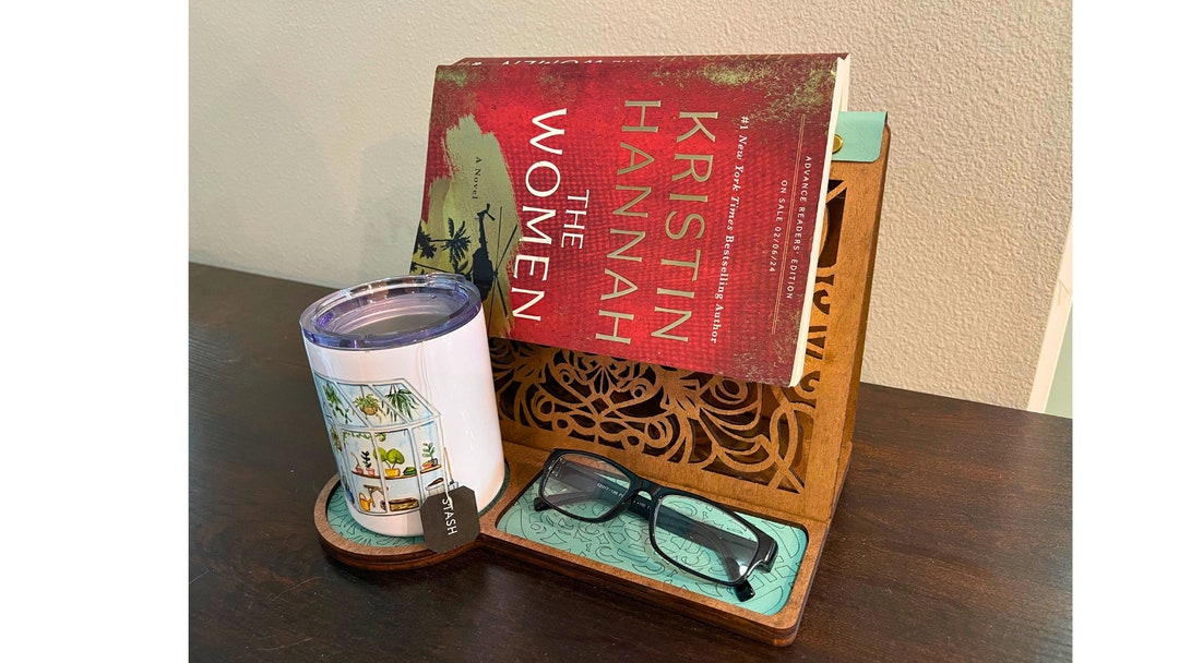 Wooden Book Valet Tray, Wood Nightstand Book Page Holder, Gift for Book ...