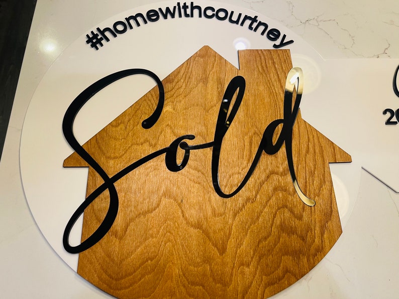 Personalized Realtor Key House Sold Acrylic and Wood Sign Closing Prop ...