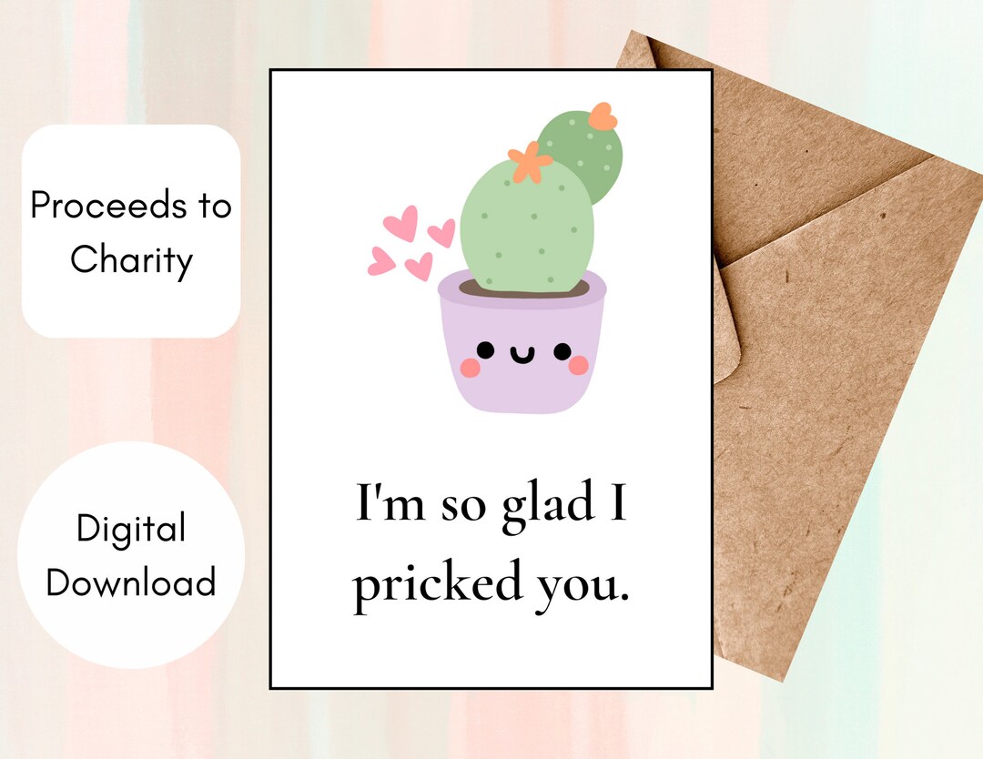 Cactus Succulent Greeting Card Printable I'm so Glad I - Etsy