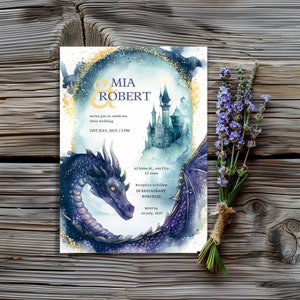 Wedding Invitation Template, Dragon Wedding Invitation, Fantasy Wedding ...