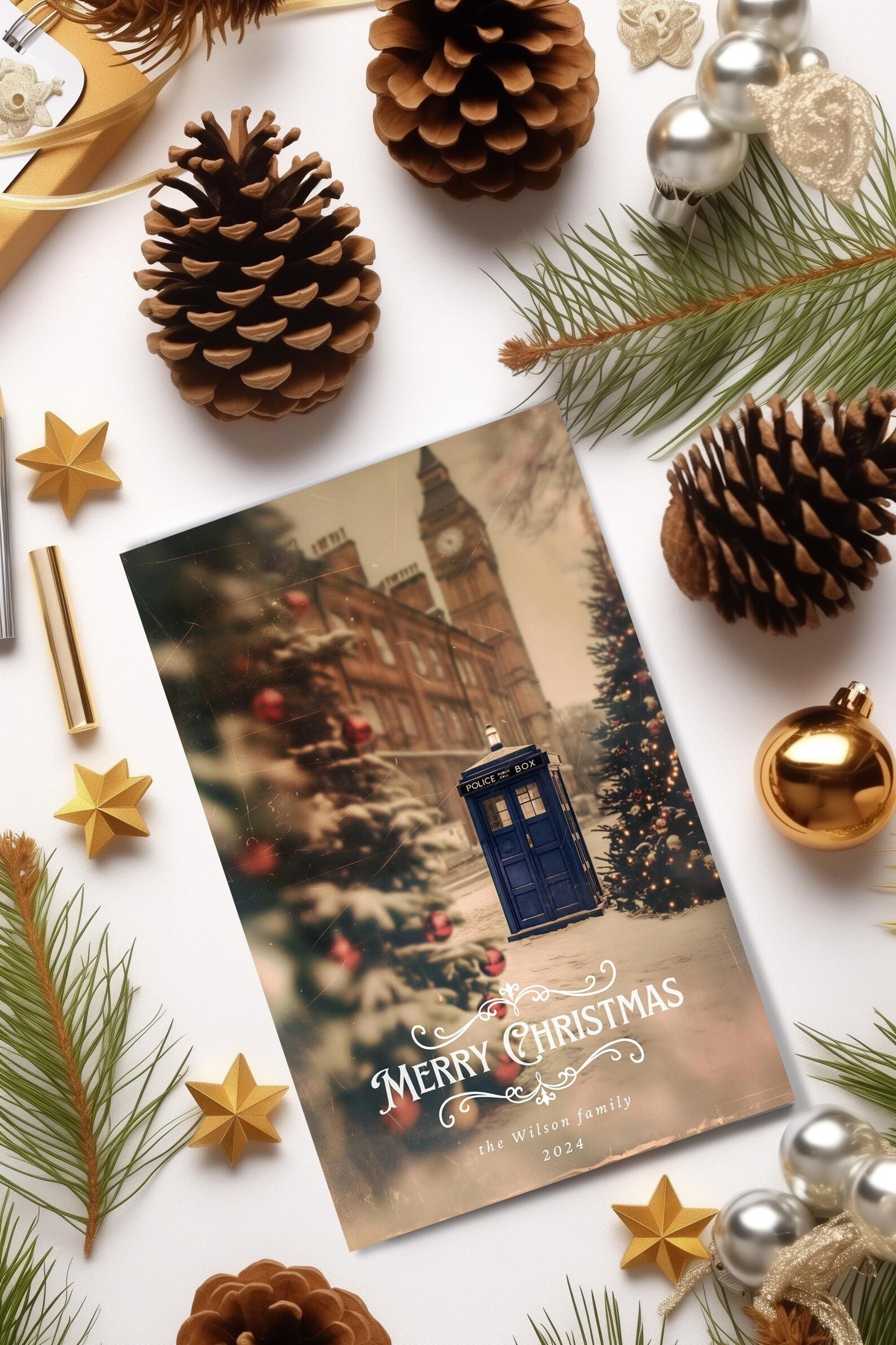 Doctor Who Christmas Card, Personalized Xmas Card, Printable Geek Merry ...