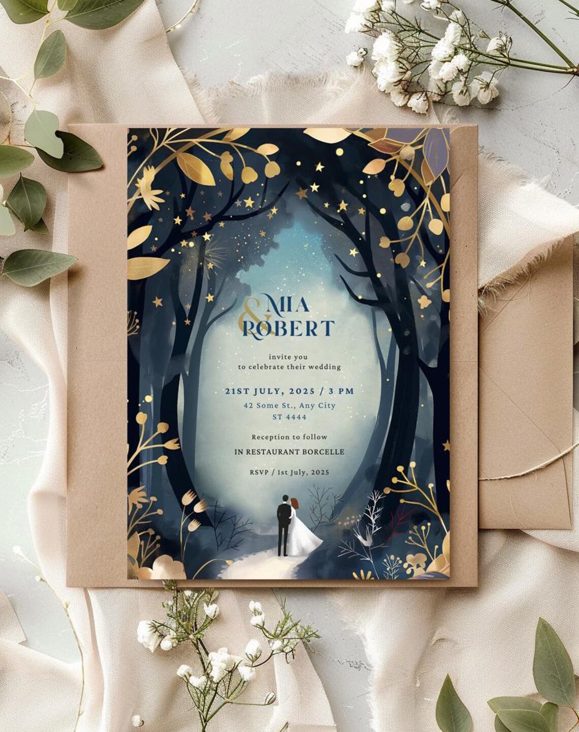 Wedding Invitation Template, Fantasy Wedding Card, Customized Wedding ...