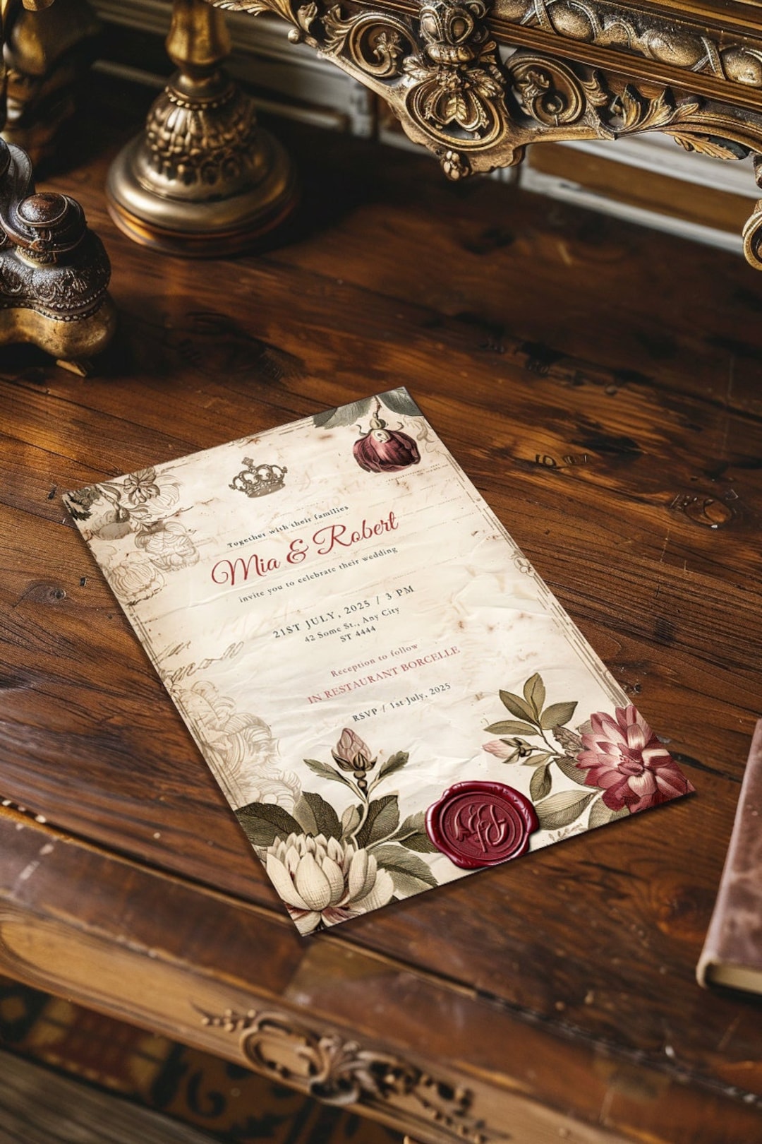 Wedding Invitation Template, Antique Style Wedding, Alternative Wedding ...