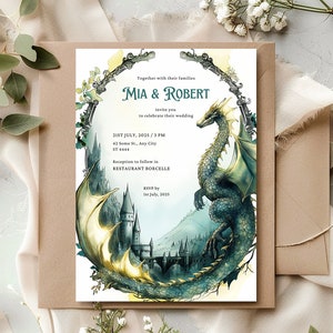 Fantasy Wedding Invitation, Dragon Invitation, Wedding Invitation ...