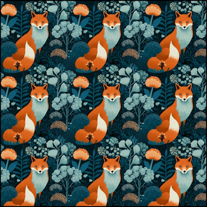 Fox Fabric, Textile Pattern Design, Pure Cotton for Sewing Crafts ...