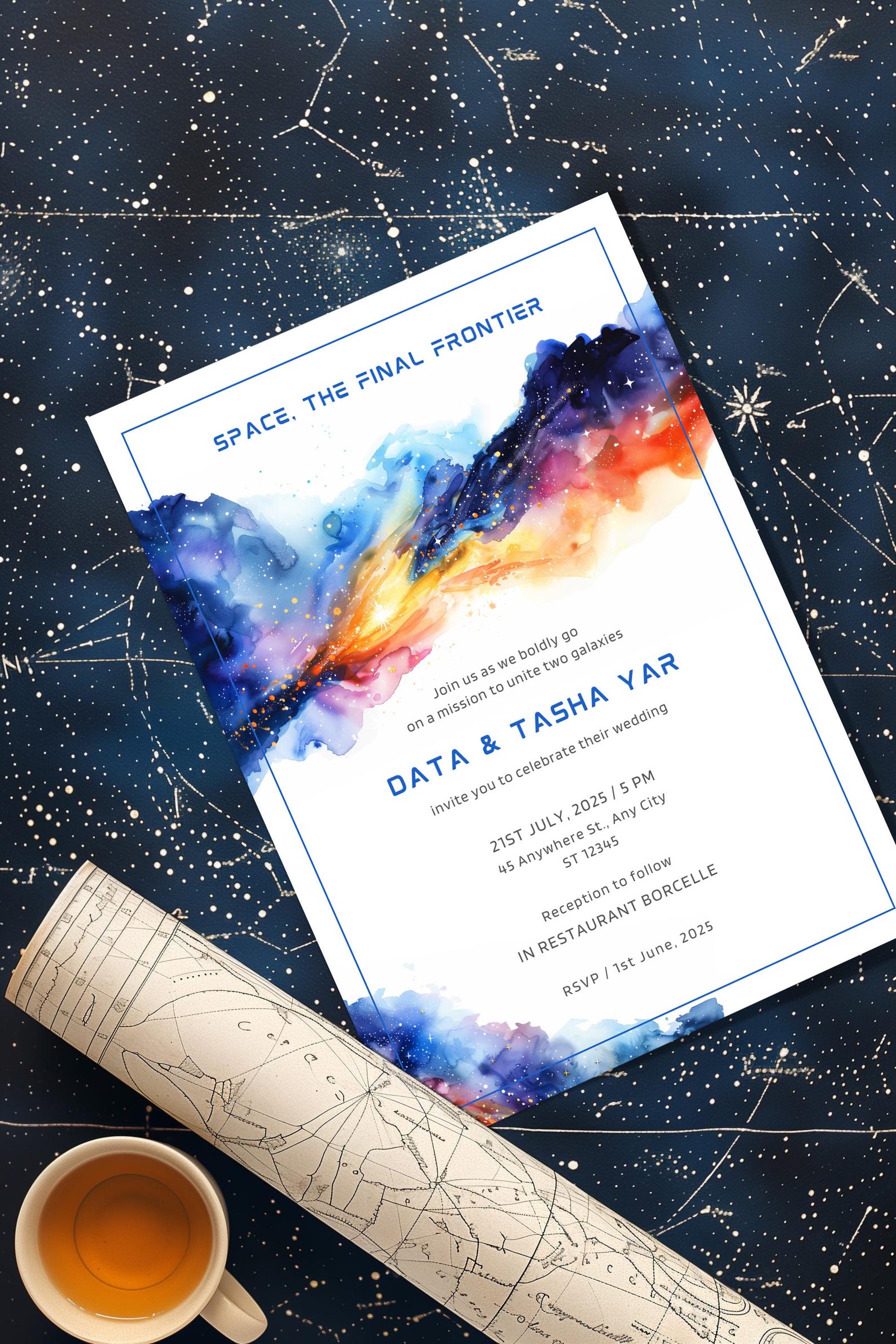Wedding Invitation Template, Galaxy Wedding, Star Trek, Science Fiction ...