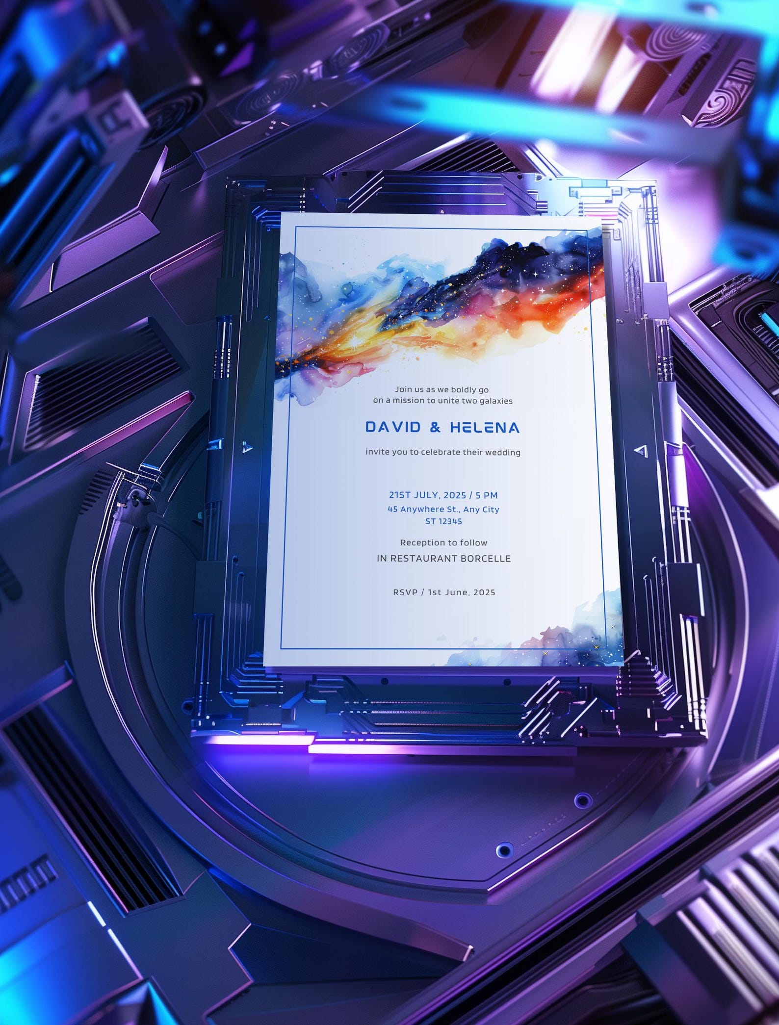 Wedding Invitation Template, Galaxy Wedding, Science Fiction Wedding ...