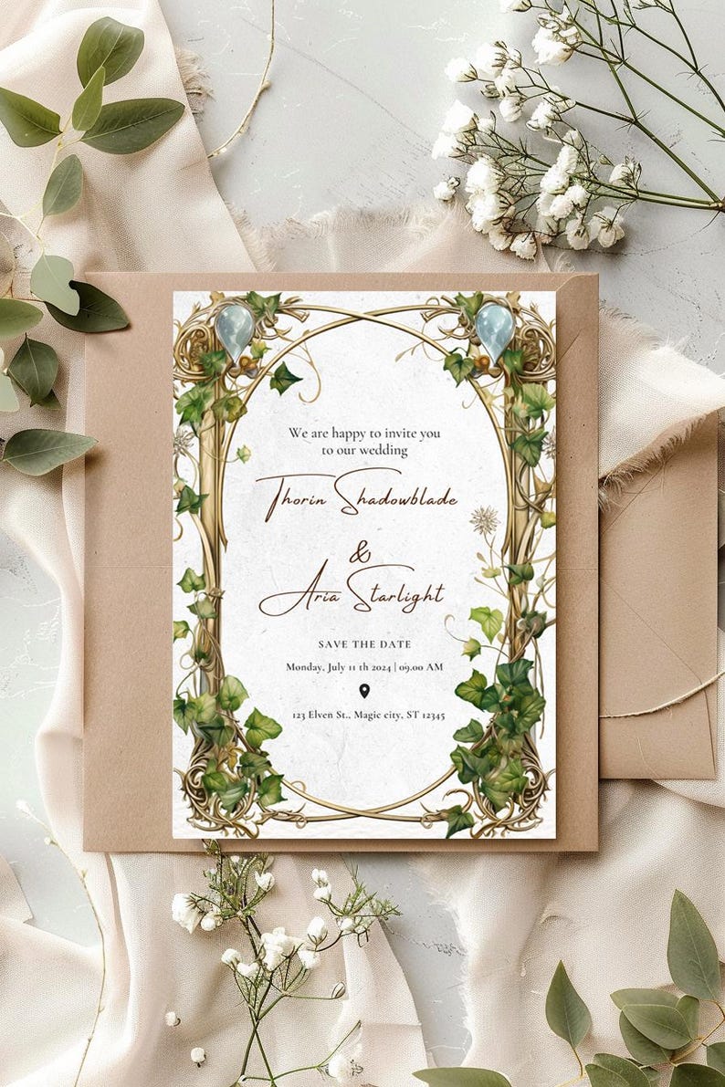 Wedding Invitation & RSVP Templates, Fantasy Wedding, Elfish Wedding ...