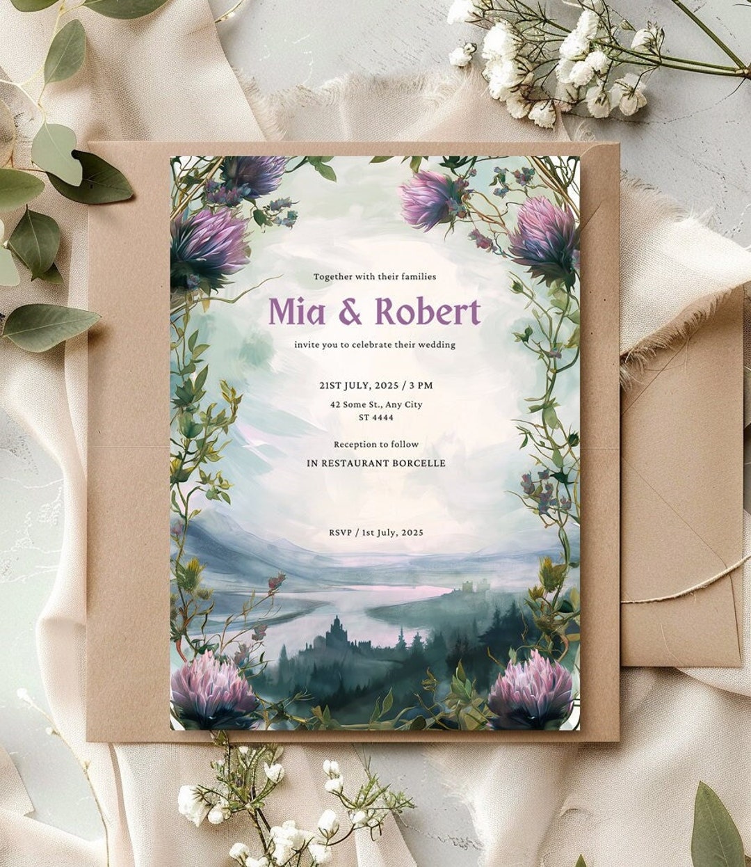 Wedding Invitation Template, Scotland Wedding, Customized Wedding ...
