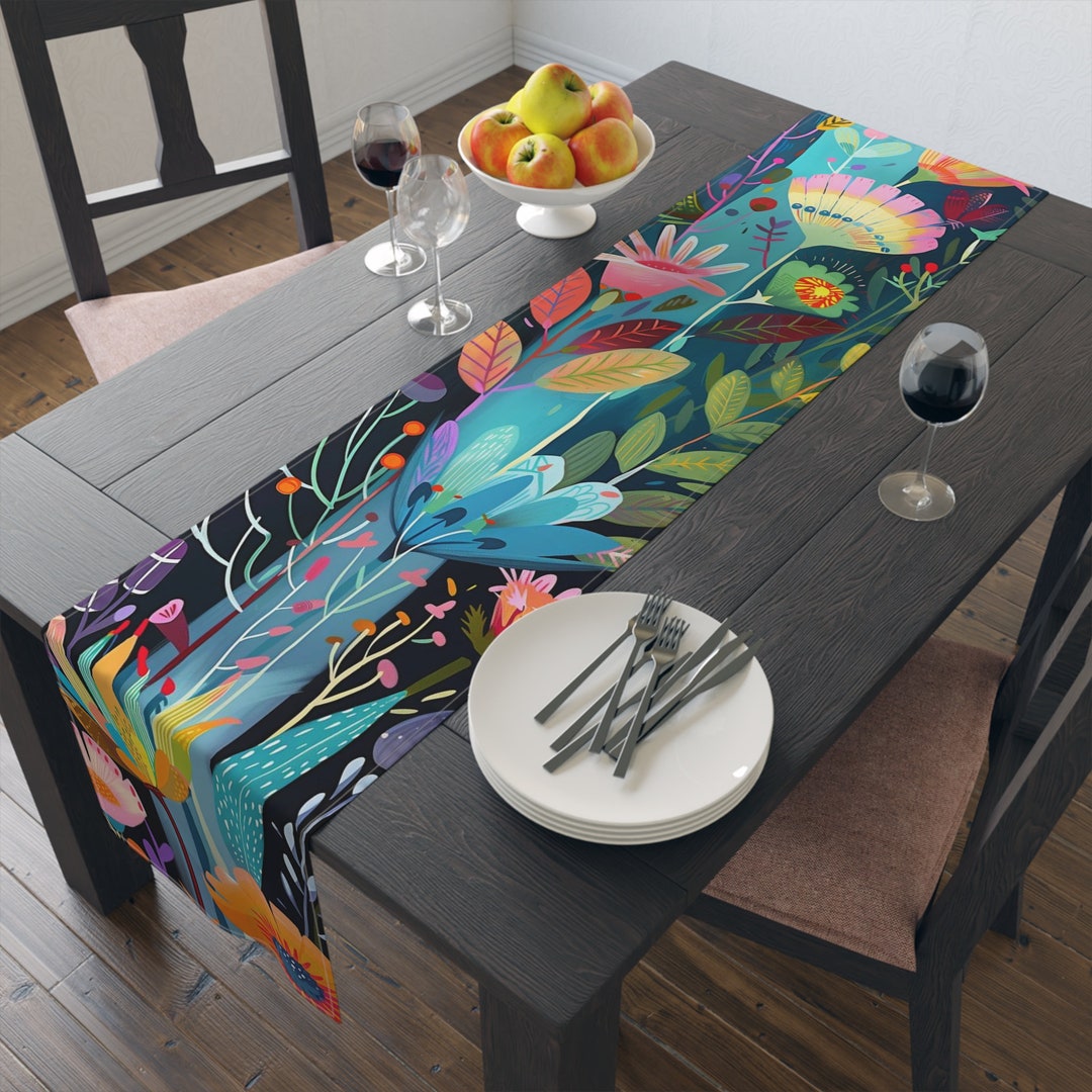 Floral Table Runner, Colorful Table Runner, Bohemian Runner, Eclectic ...