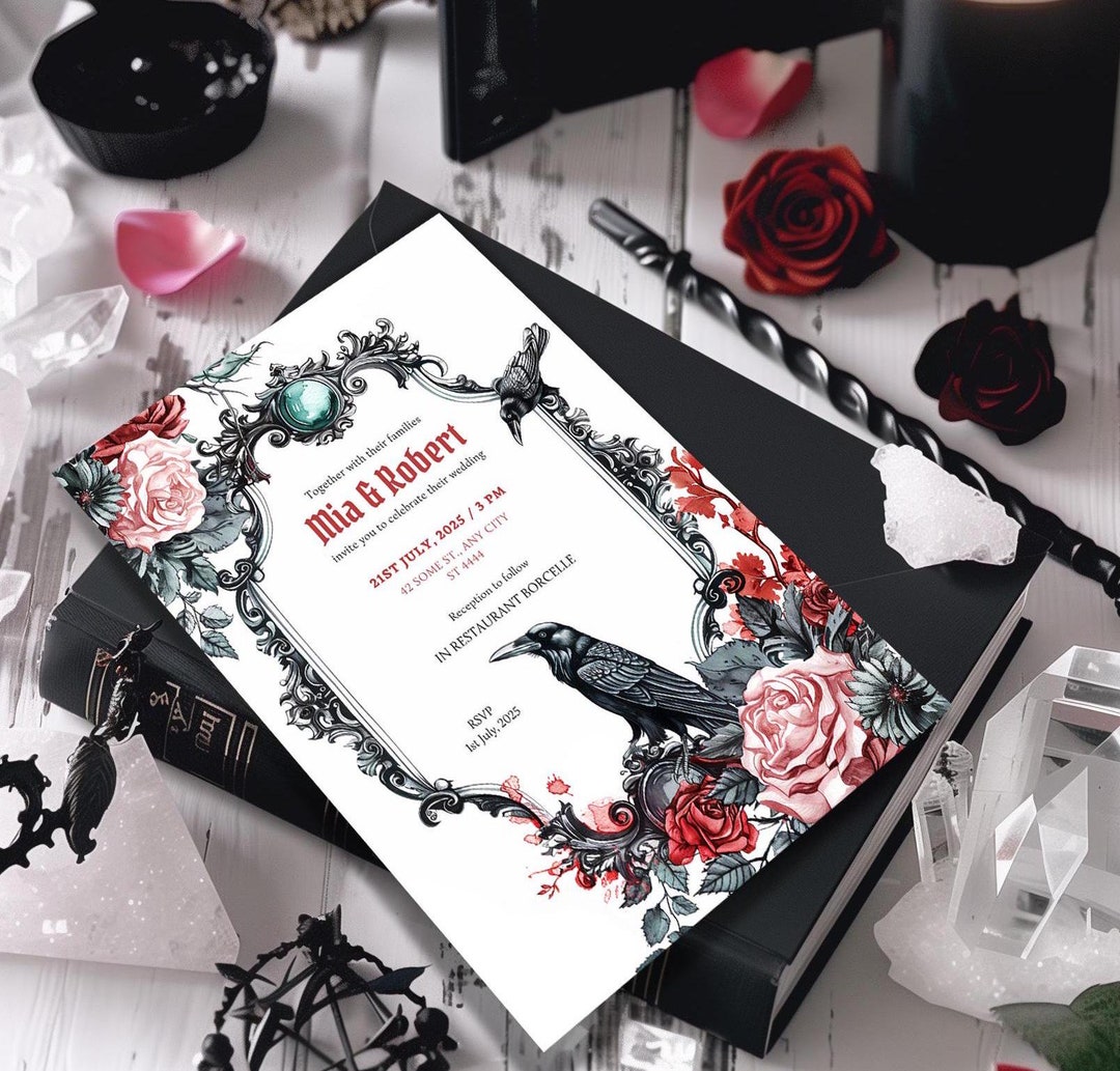 Gothic Wedding Invitation, Wedding Invitation Template, Alternative ...