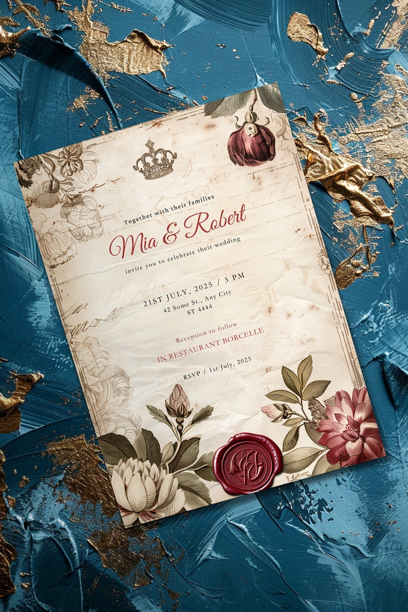 Wedding Invitation Template, Antique Style Wedding, Alternative Wedding ...