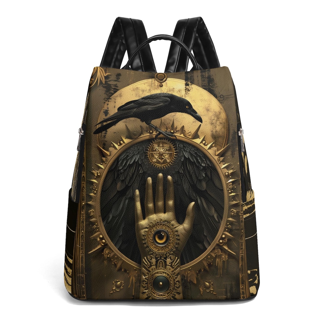 Gothic Backpack, Black Magic Bag, Wiccan Gift, Vegan Leather Backpack ...