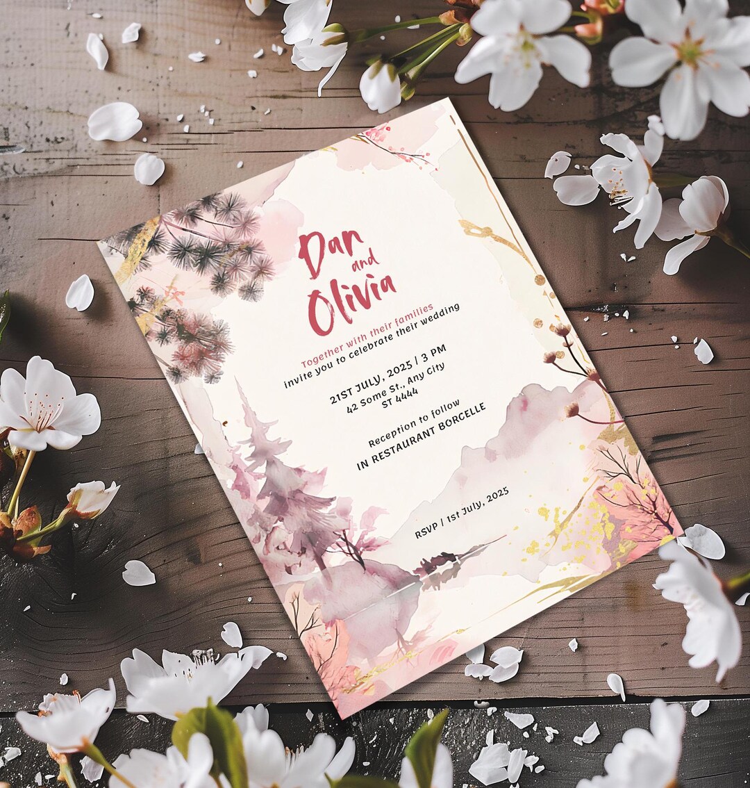 Japan Wedding Invitation, Wedding Invitation Template, Japanese Wedding ...